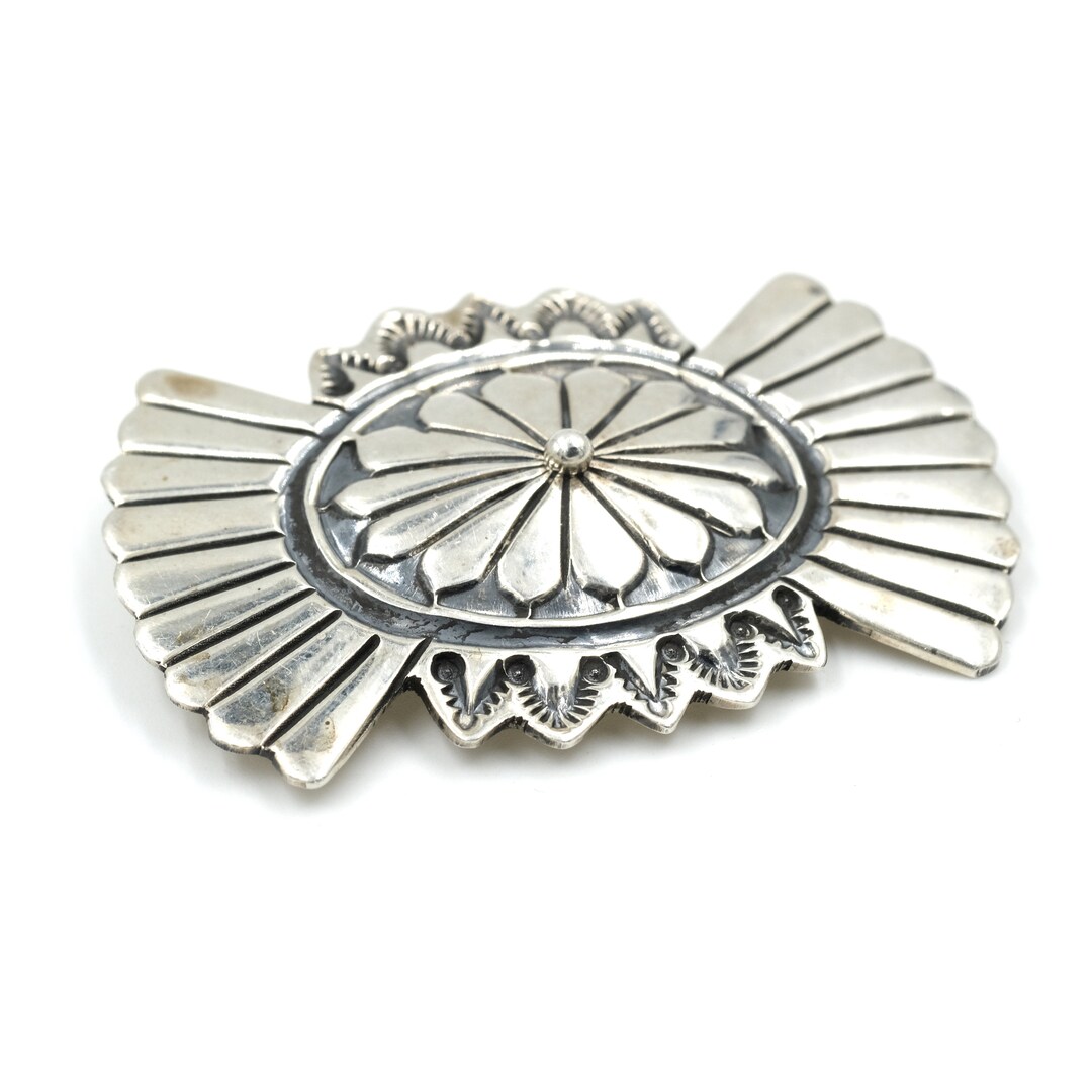Vintage Sterling Concho Pin // Navajo Style Pin // Classic Bow Concho ...