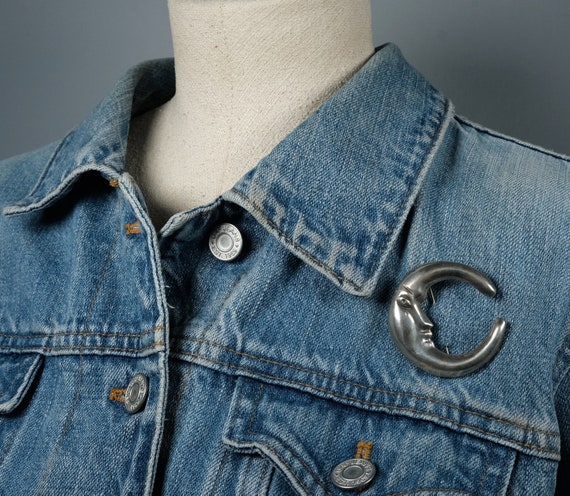 Vintage Sterling Crescent Moon Pin (.925) // Sterling… - Gem