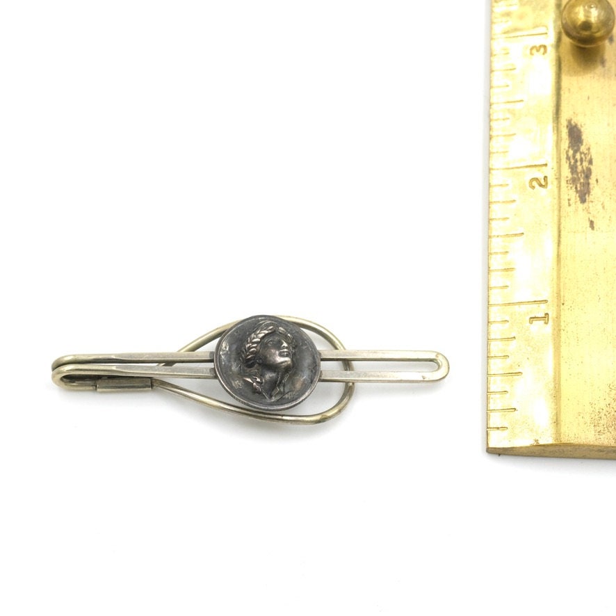 Vintage Repoussé Dime Tie Bar 2.5