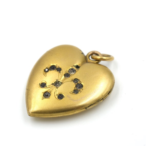Antique Paste Rhinestone Fleur De Lis Locket // Gold … - Gem