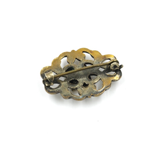 Vintage Brass & Goldstone Pin // Goldstone Brooch // … - Gem