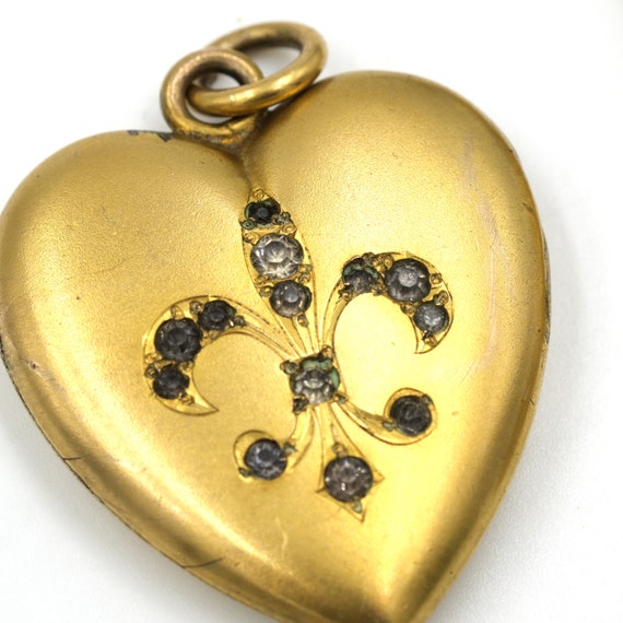 Antique Paste Rhinestone Fleur De Lis Locket // Gold … - Gem