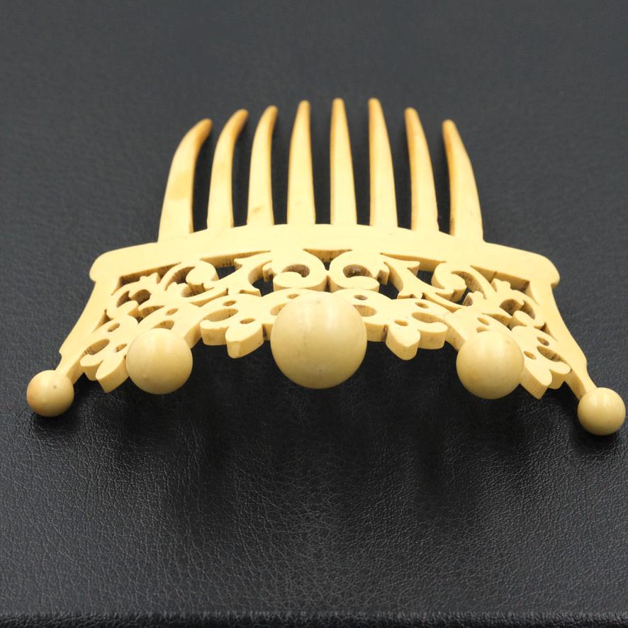 Antique Celluloid Crown Hair Comb Piece 4.75