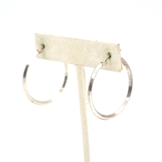 Italian Sterling Hoops 1.2" // Vintage Simple Silver … - Gem