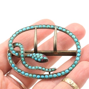 Antique Victorian Snake Buckle 2.1 // 1880s Turquoise Snake Jewelry ...