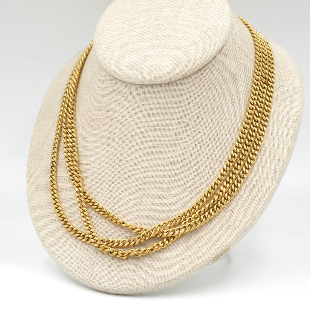 Vintage Monet Gold Tone Chain Neckace 54.5" // Curb Link Chain ...