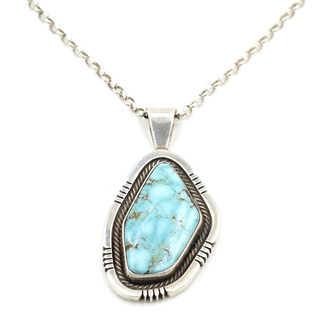 Ned Nez Sterling & Turquoise Pendant // Navajo Turquoise Jewelry ...