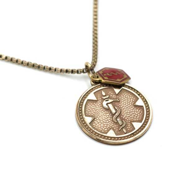 Vintage Gold Filled Medical Caduceus Pendant Necklace… - Gem