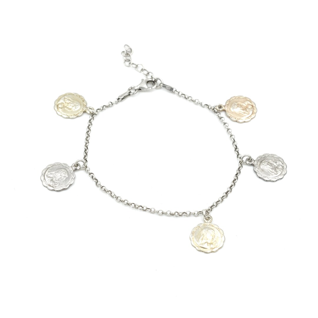 Vintage Sterling Mother Mary Bracelet 7"-8" // Mother Mary Charm ...
