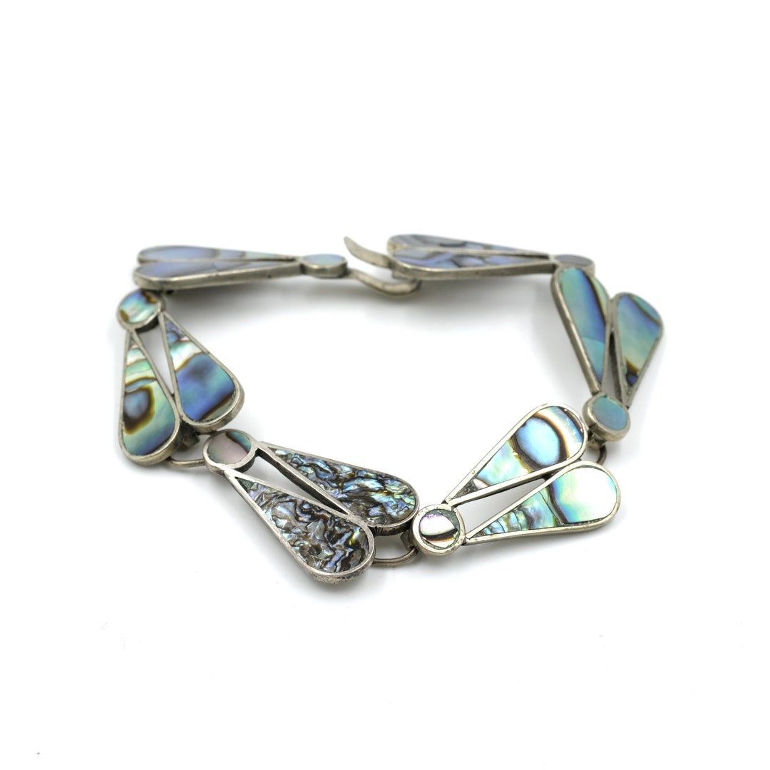 Vintage Abalone Alpaca Panel Bracelet // Statement Bracelet // Abalone ...