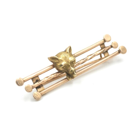 Victorian 14K Gold Fox Bar Brooch / Antique 14k Gold … - Gem