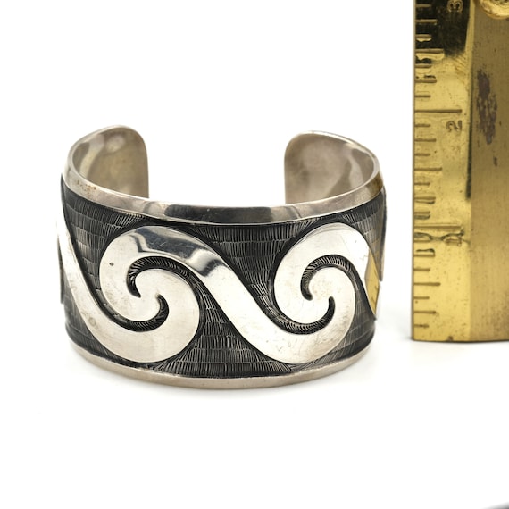Vintage Sterling Overlay Wave Cuff (87 gr.) / Heavy S… - Gem