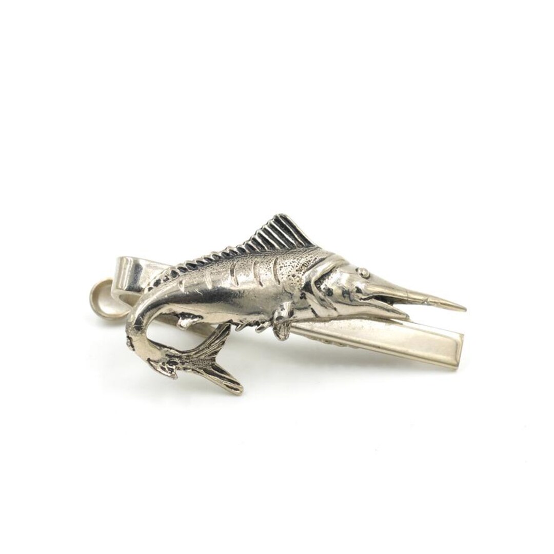 Vintage Silver Toned Swordfish Tie Bar - 1.69" // Creative Money Clip ...