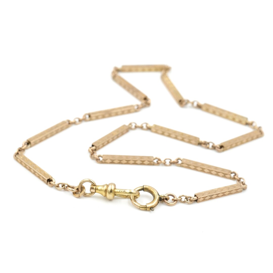Art Deco 10k Gold Watch Chain 13.25" // Art Deco Watch Chain ...