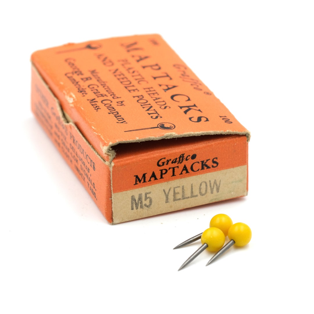 Vintage Graffco Maptacks - Yellow #5 // Vintage Office // Vintage Push ...