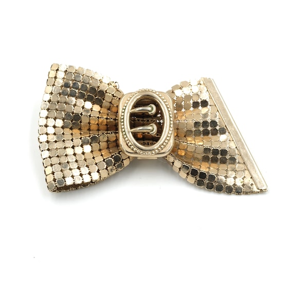 Gold bow brooch - Gem