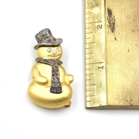 Vintage Snowman Brooch // Gold Toned Brooch // Whimsi… - Gem