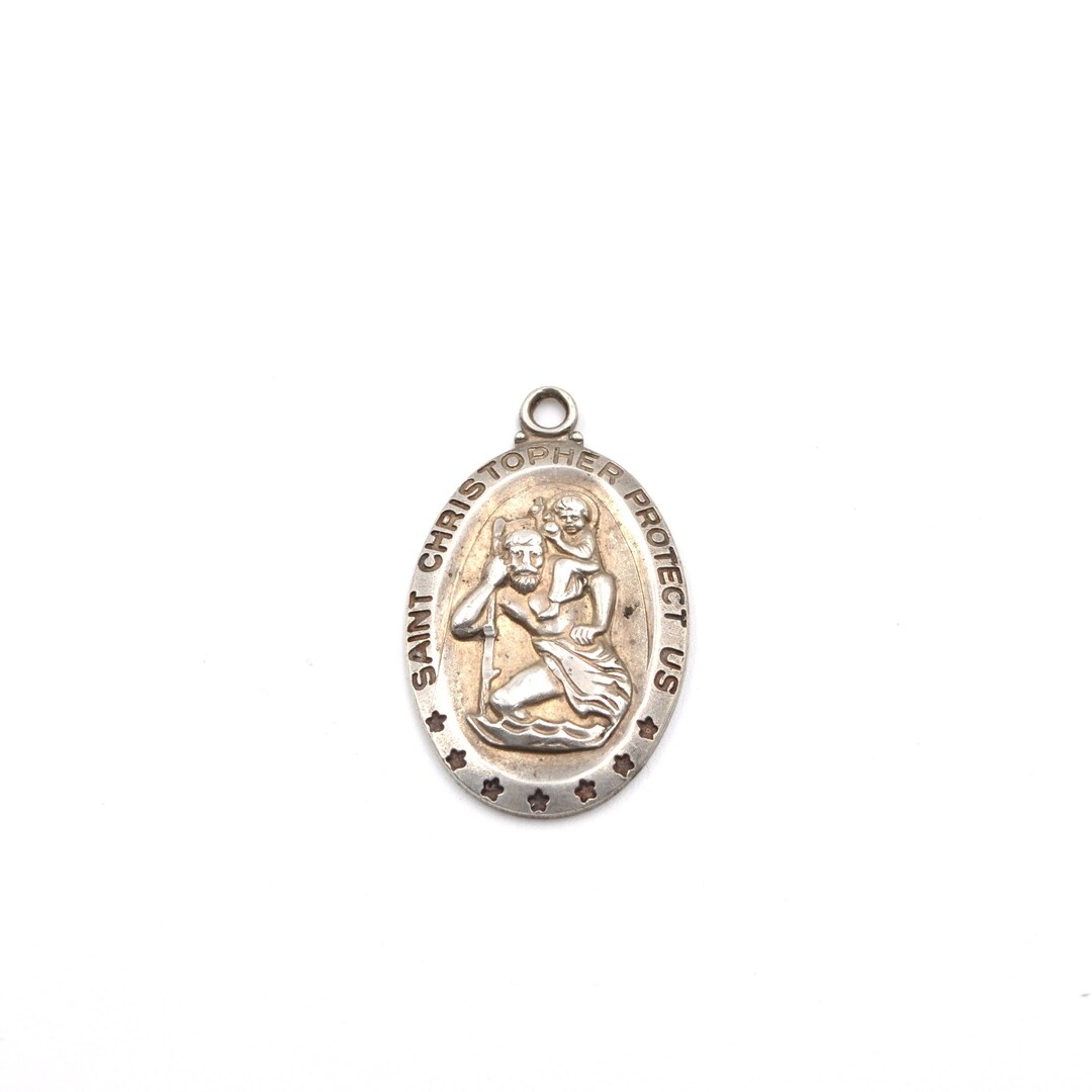 Vintage Sterling Saint Christopher Charm // Vintage Large Saint Pendant ...