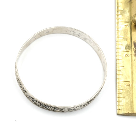 Vintage Sterling Silver Bangle Bracelet ~8" // Star B… - Gem