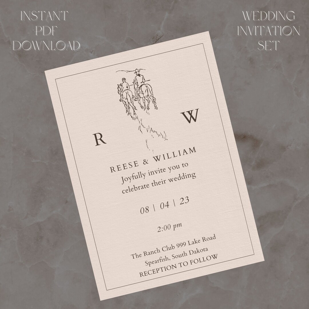 Western Wedding Invitation Set, Ranch Style (digital Canva Template) - Etsy