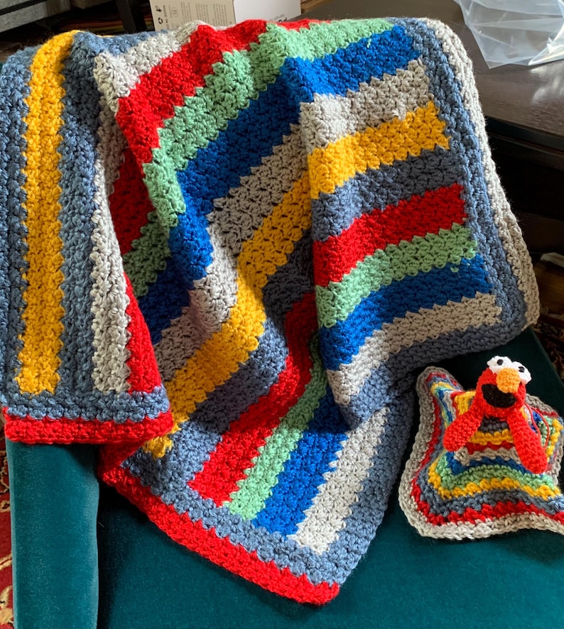 Blanket for Baby (crocheted). Bright Multi-colored. Matching Baby ...