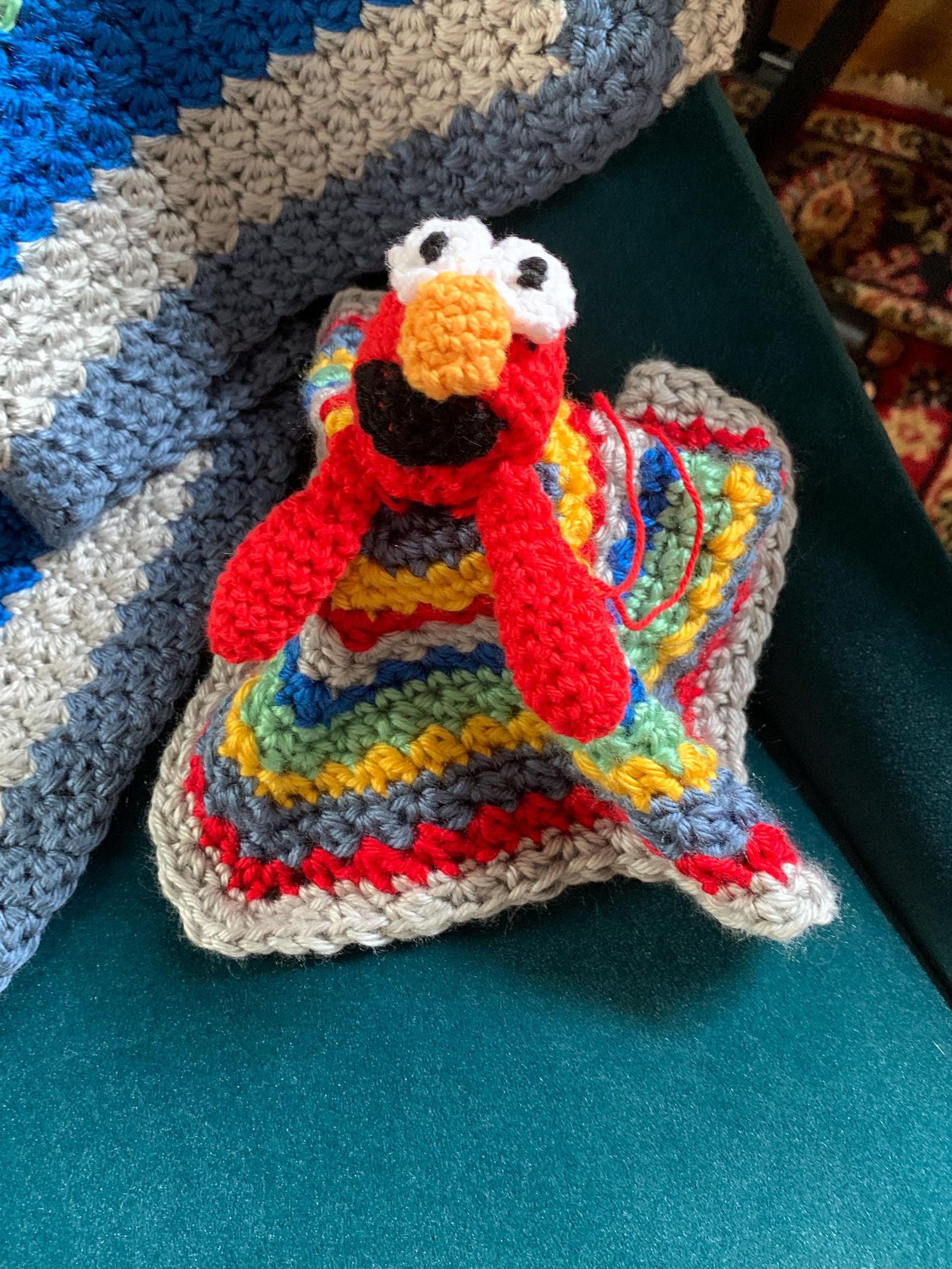 Blanket for Baby (crocheted). Bright Multi-colored. Matching Baby ...