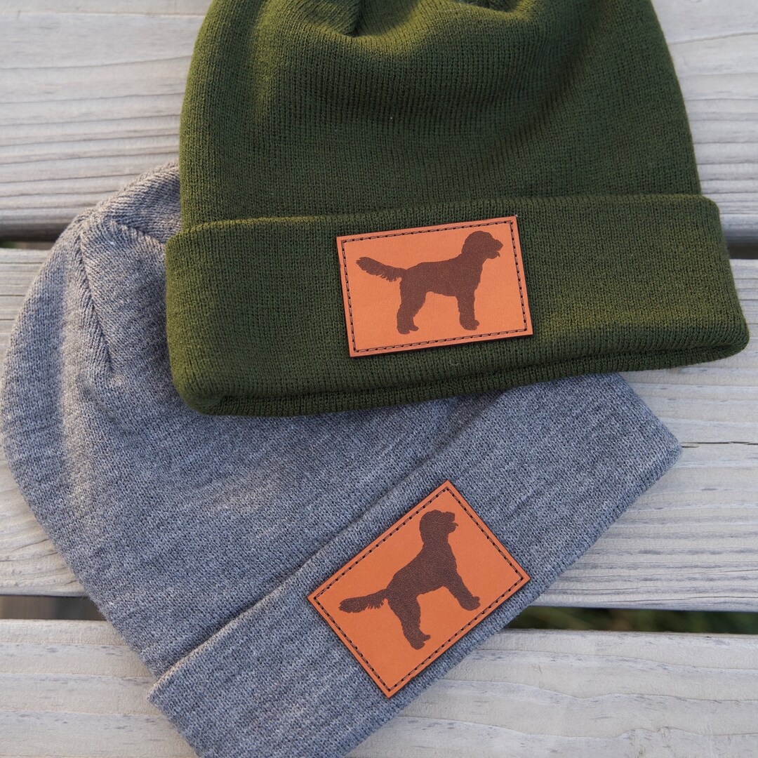 Doodle Leather Patch Beanie | Goldendoodle Beanie | Labradoodle Gift ...