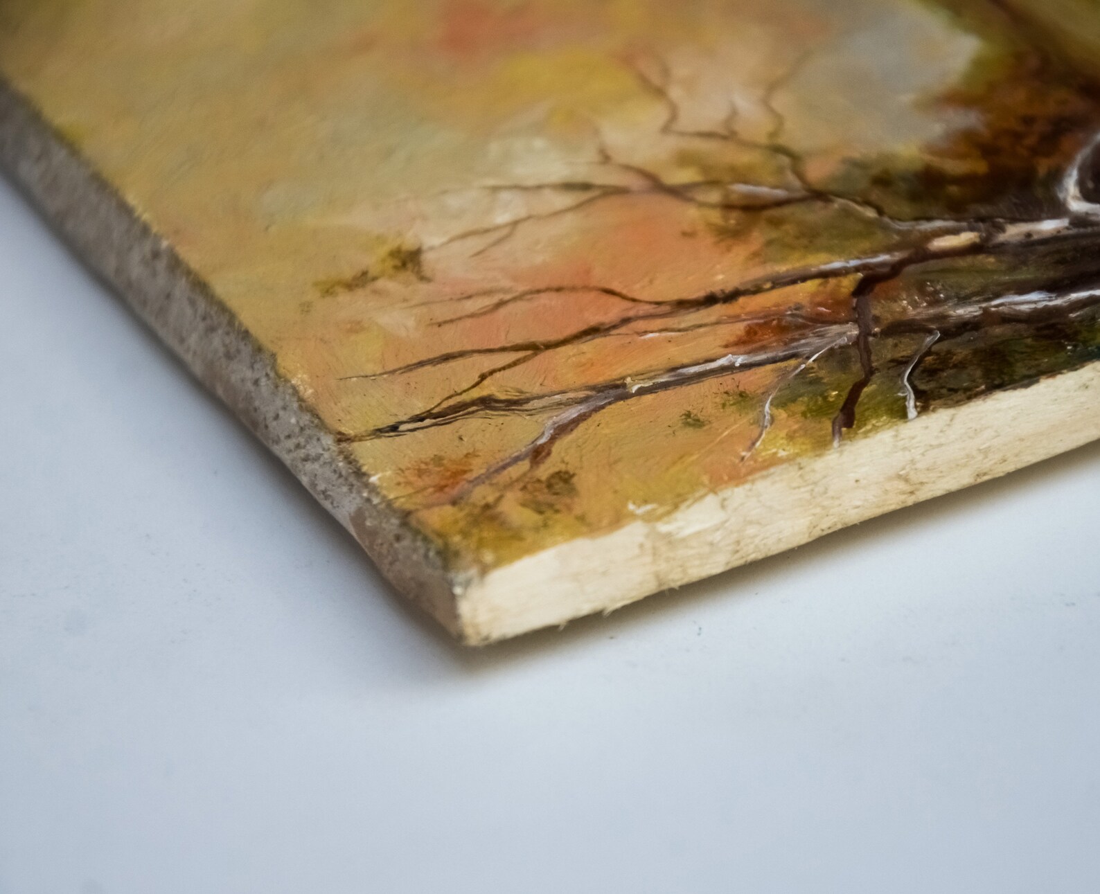A Miniature Oil Painting on a Tree. Painting river in - Etsy