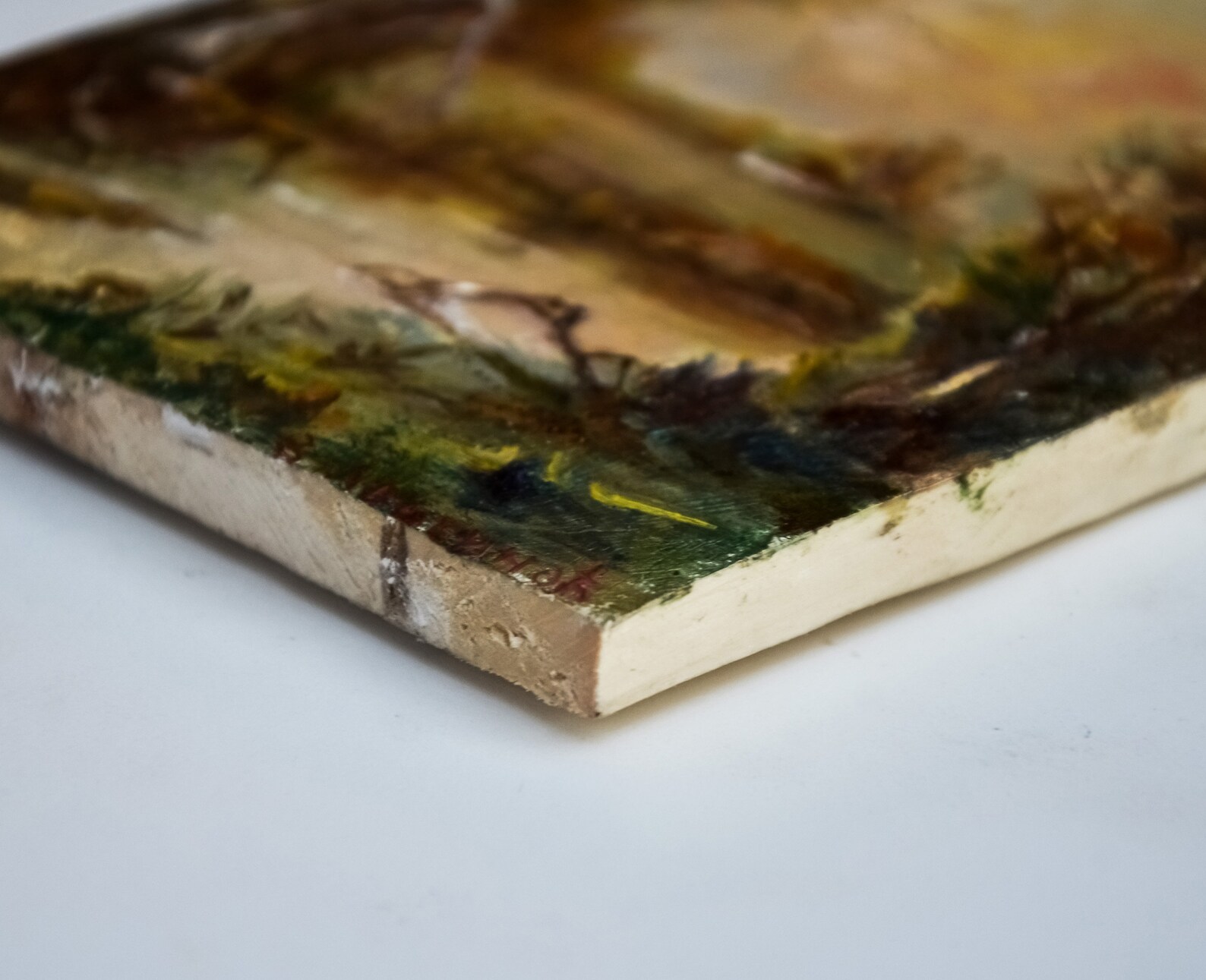A Miniature Oil Painting on a Tree. Painting river in - Etsy