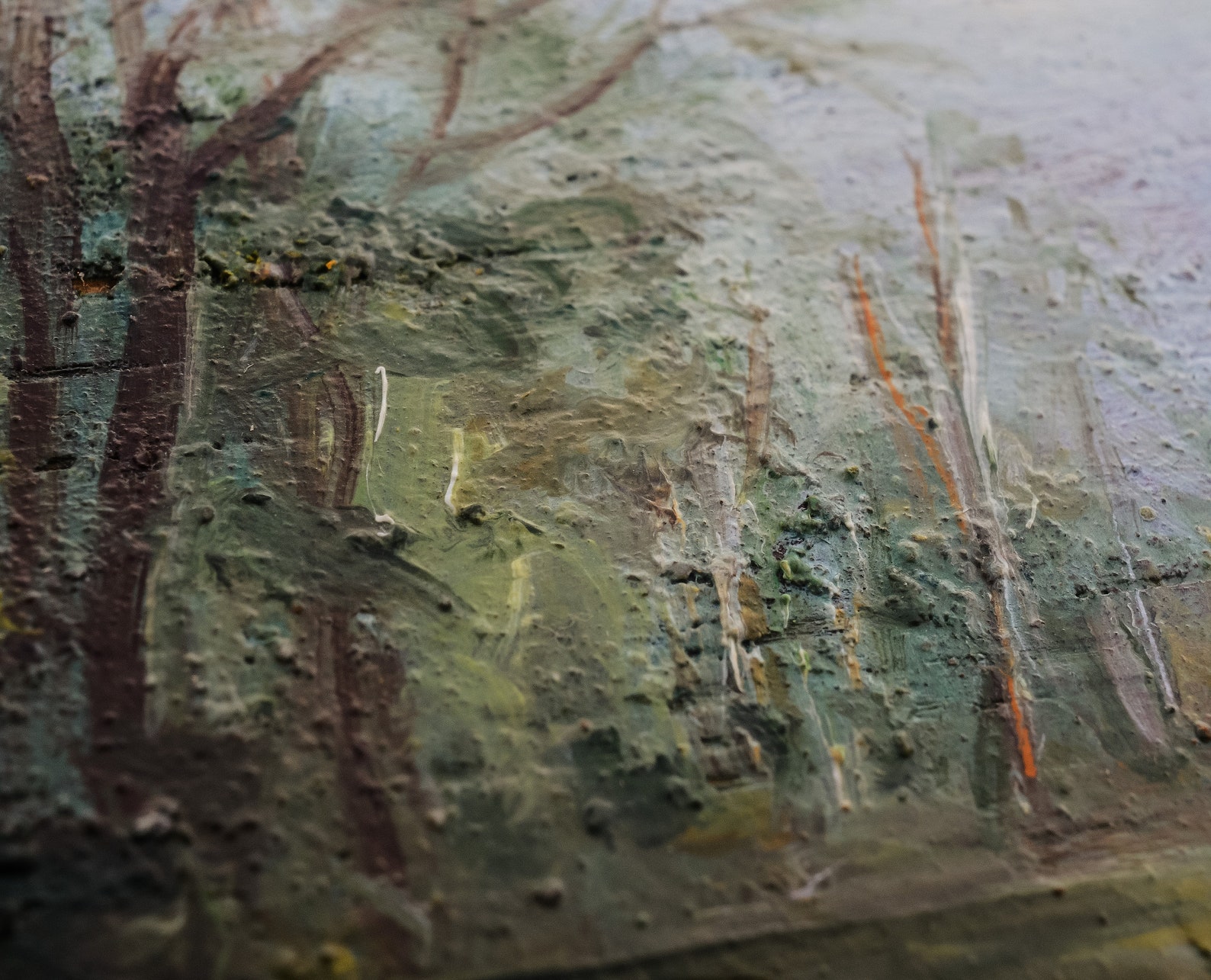 Collectable Miniature Painting With Summer Landscape. Green Painting ...