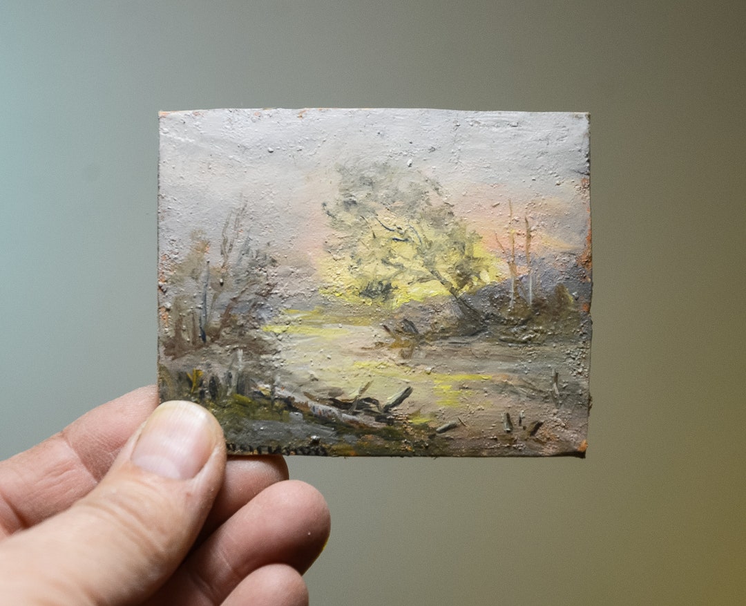 Small Oil Painting Original Miniature Oil Painting Mini Landscape Wood ...