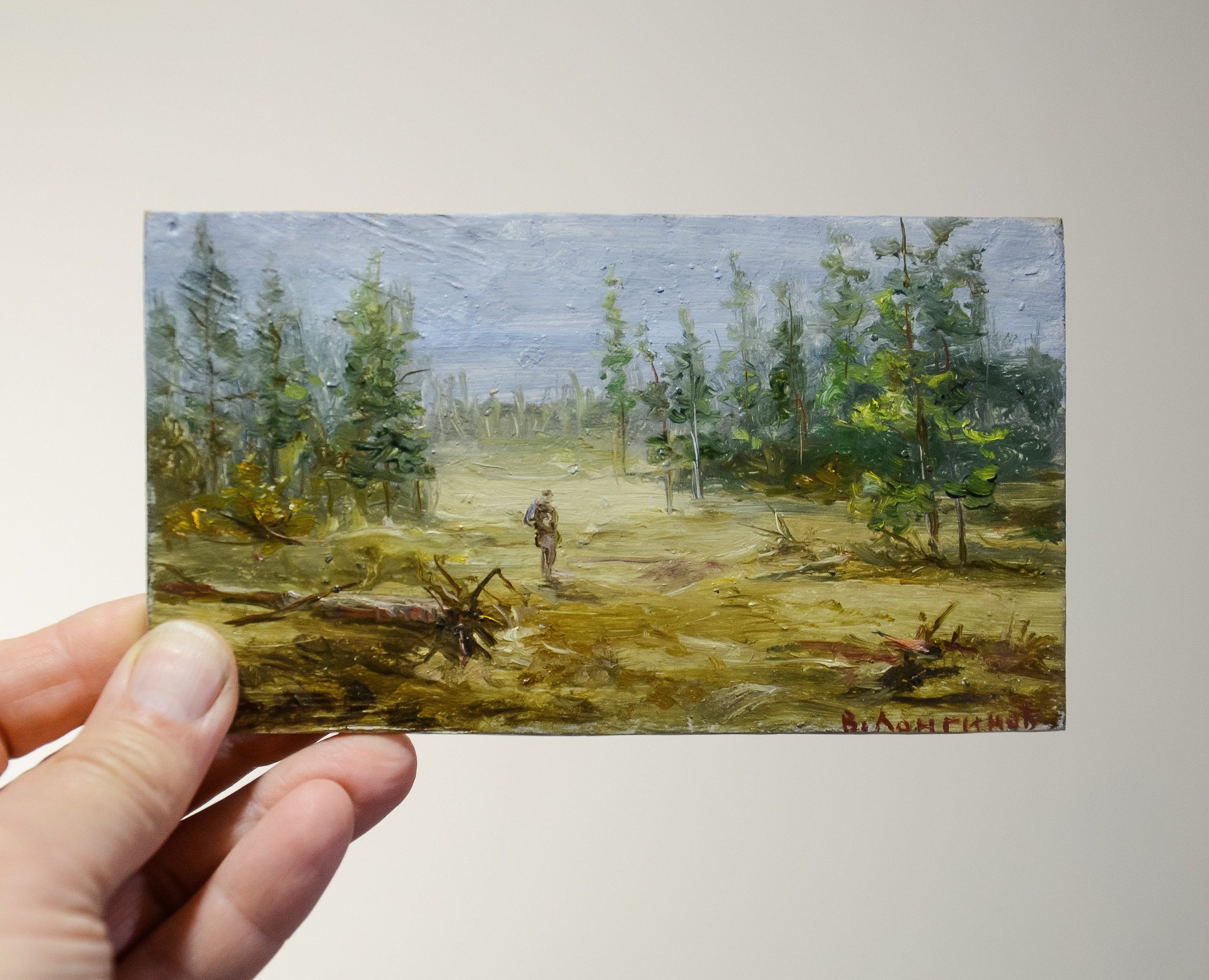 Collectable Miniature Painting With Forest Landscape. Landscape ...