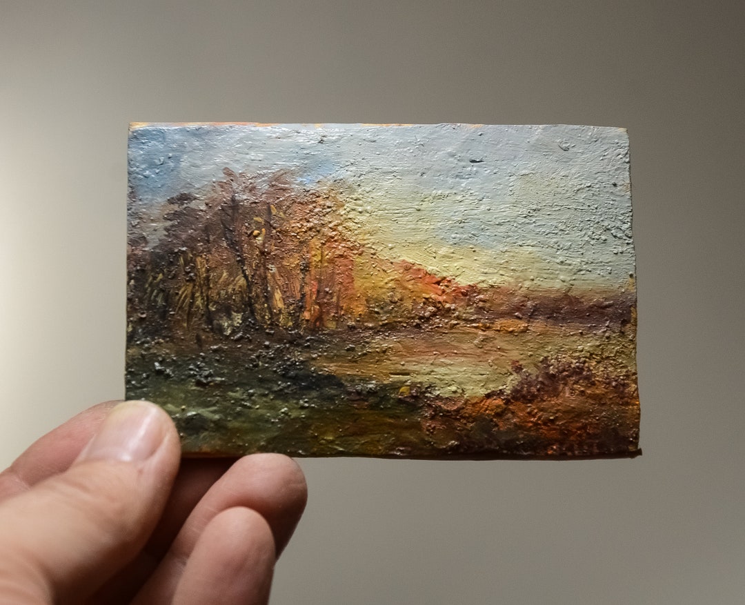 Small Oil Painting Original Miniature Oil Painting Mini Landscape Wood ...