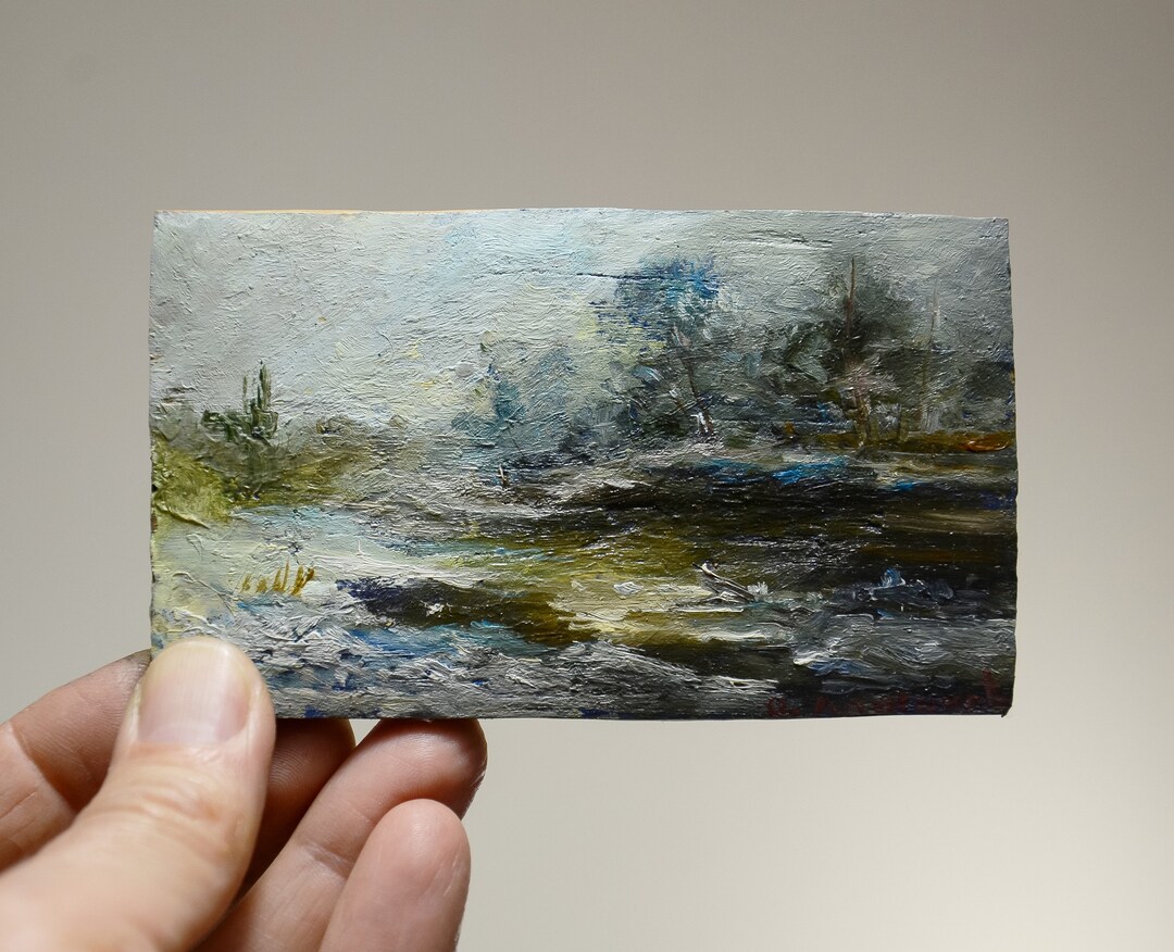 Small Oil Painting Original Miniature Oil Painting Mini Landscape Wood ...