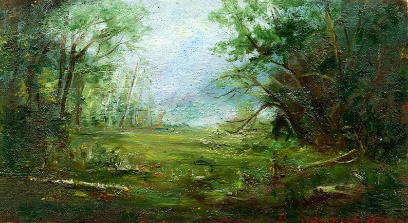 Collectable Miniature Painting With Summer Landscape. Green - Etsy
