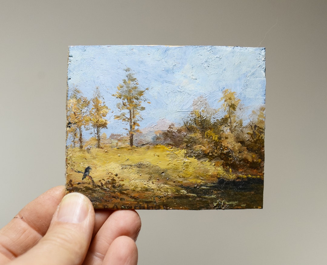 Small Oil Painting Original Miniature Oil Painting Mini Landscape Wood ...