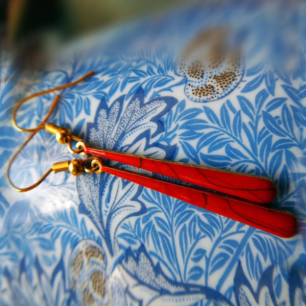 Long Red Earrings - Etsy
