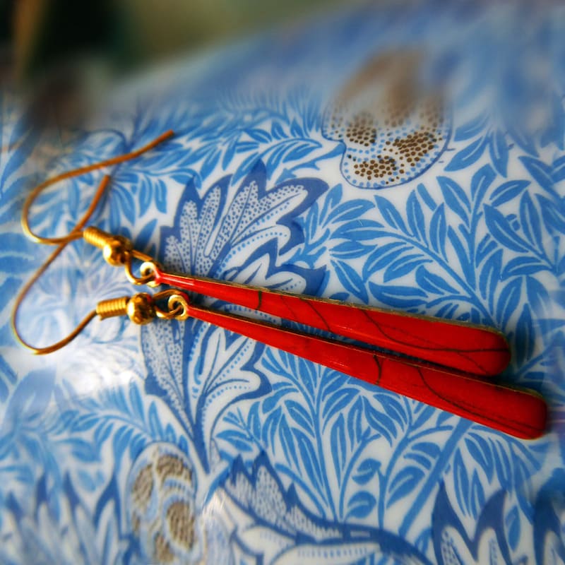 Long Red Earrings - Etsy