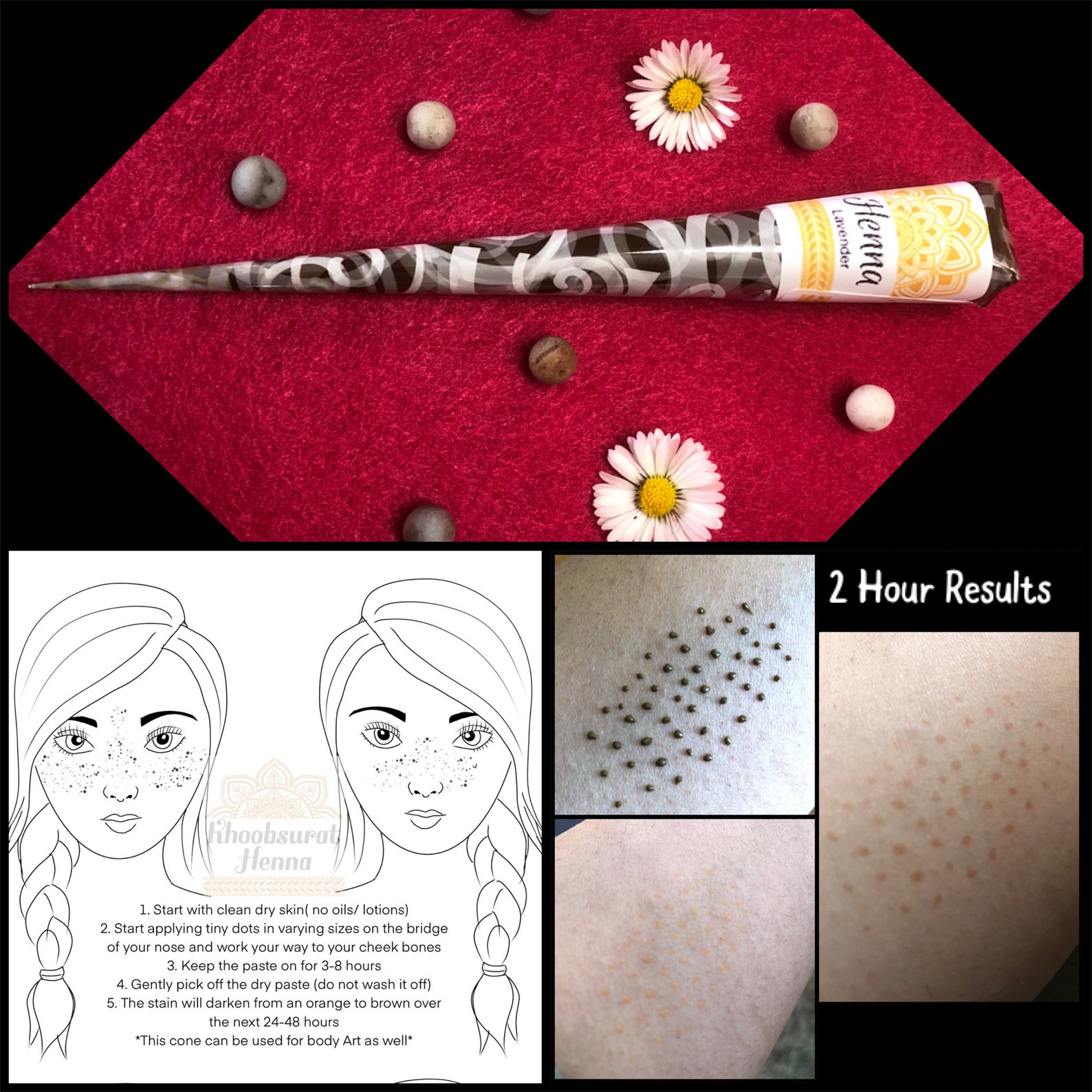Henna Freckles Cone temporary Faux Henna Freckles Organic - Etsy