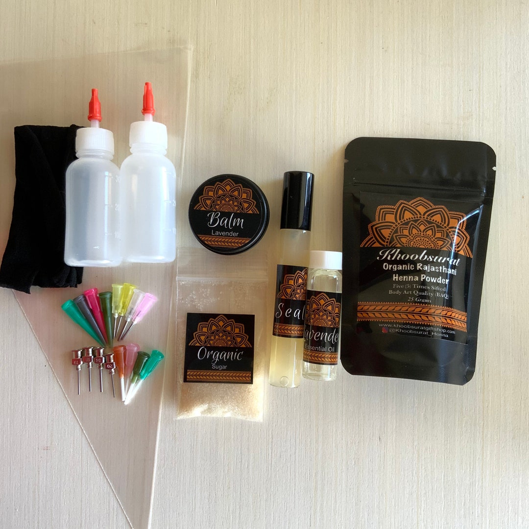 DIY Henna Kit With Bottles, Sealant, Aftercare Balm, Instructions and ...