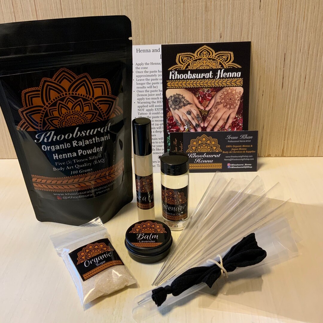 Ultimate DIY Henna Kit (makes up to 20 Cones) 100 Grams Henna Powder ...