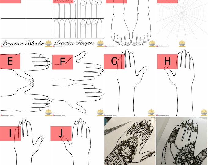 Henna Practice Laminated Sheets | 10 Styles to Choose From | Henna ...