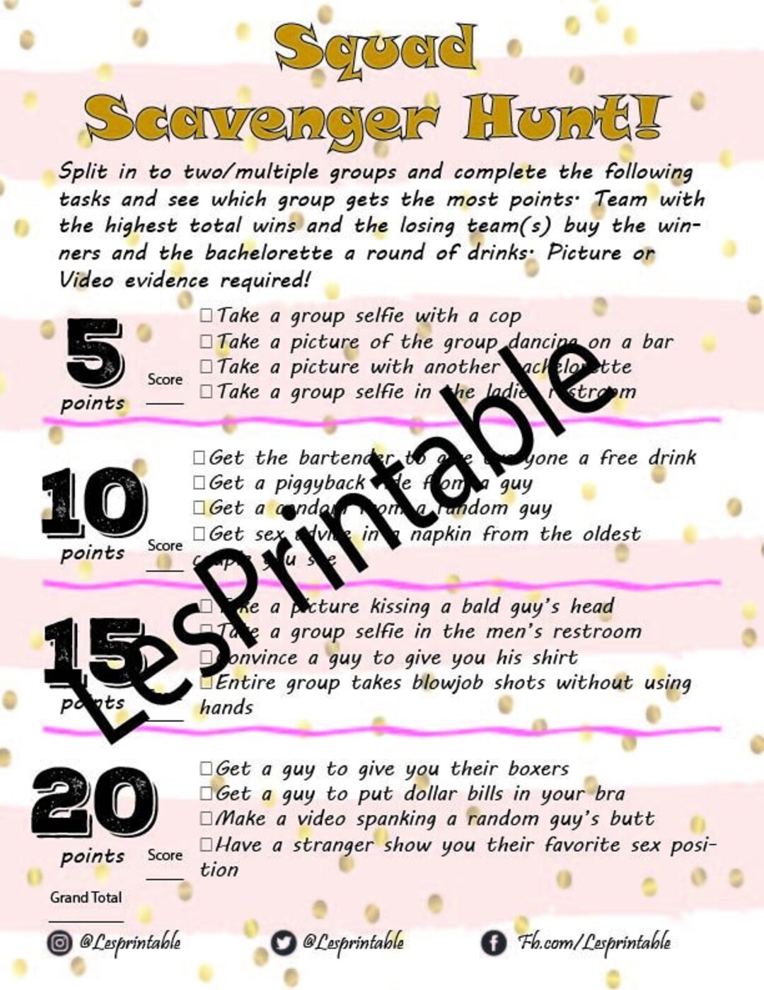 2 in 1 Games - Set of 2 Scavenger Hunt Games for Bachelorette Party ...