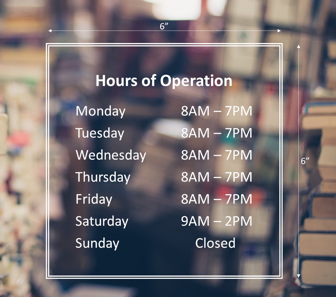 Store Hours Sign - Simplistic Modern Business Vinyl Square Decal Hours ...