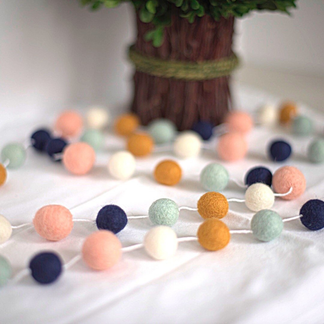 New Summer, Light and Airy Color Palette Wool Felt Ball Garland - Etsy