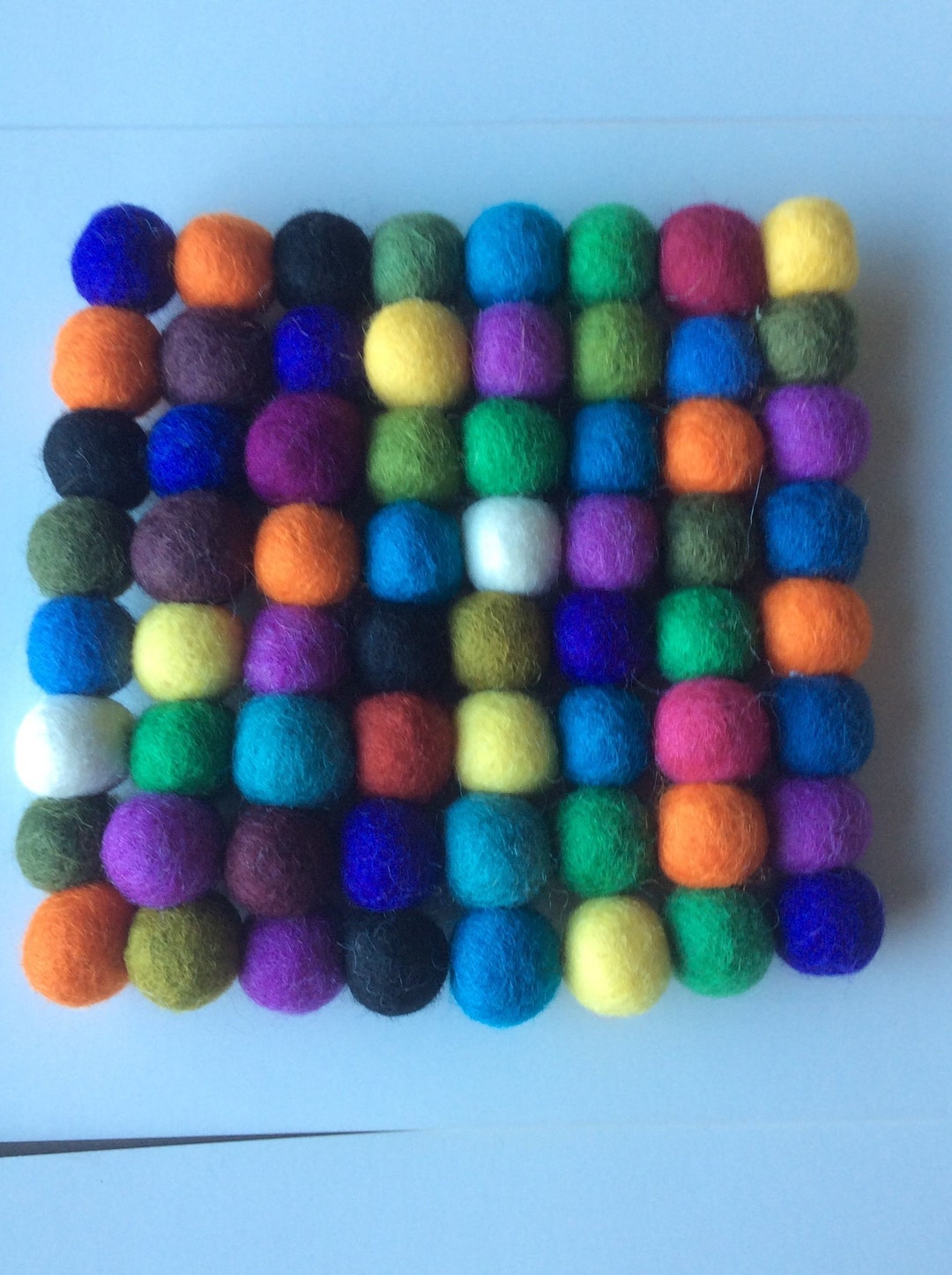 Brightly Colored Trivet Made With Wool Felt Balls - Etsy