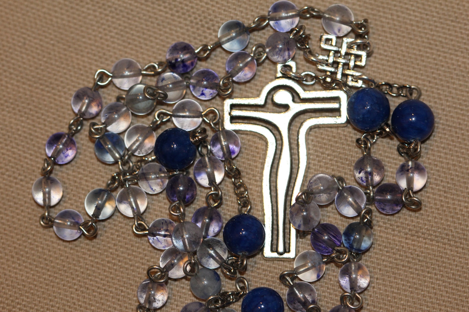 Rosary Blueberry Quartz Blue Jade and Celtic Lattice Work - Etsy