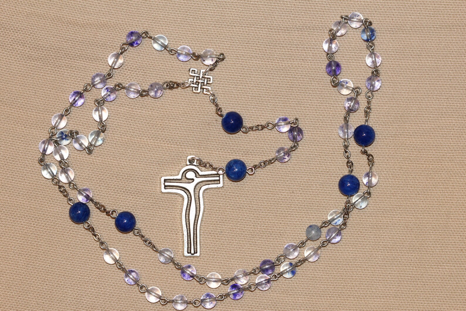 Rosary Blueberry Quartz Blue Jade and Celtic Lattice Work - Etsy