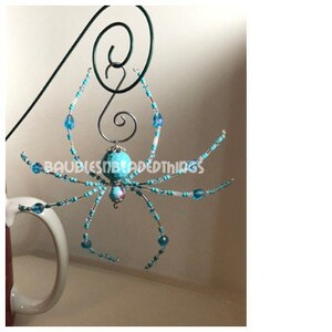 Turquoise Blue Beaded Spider - Etsy