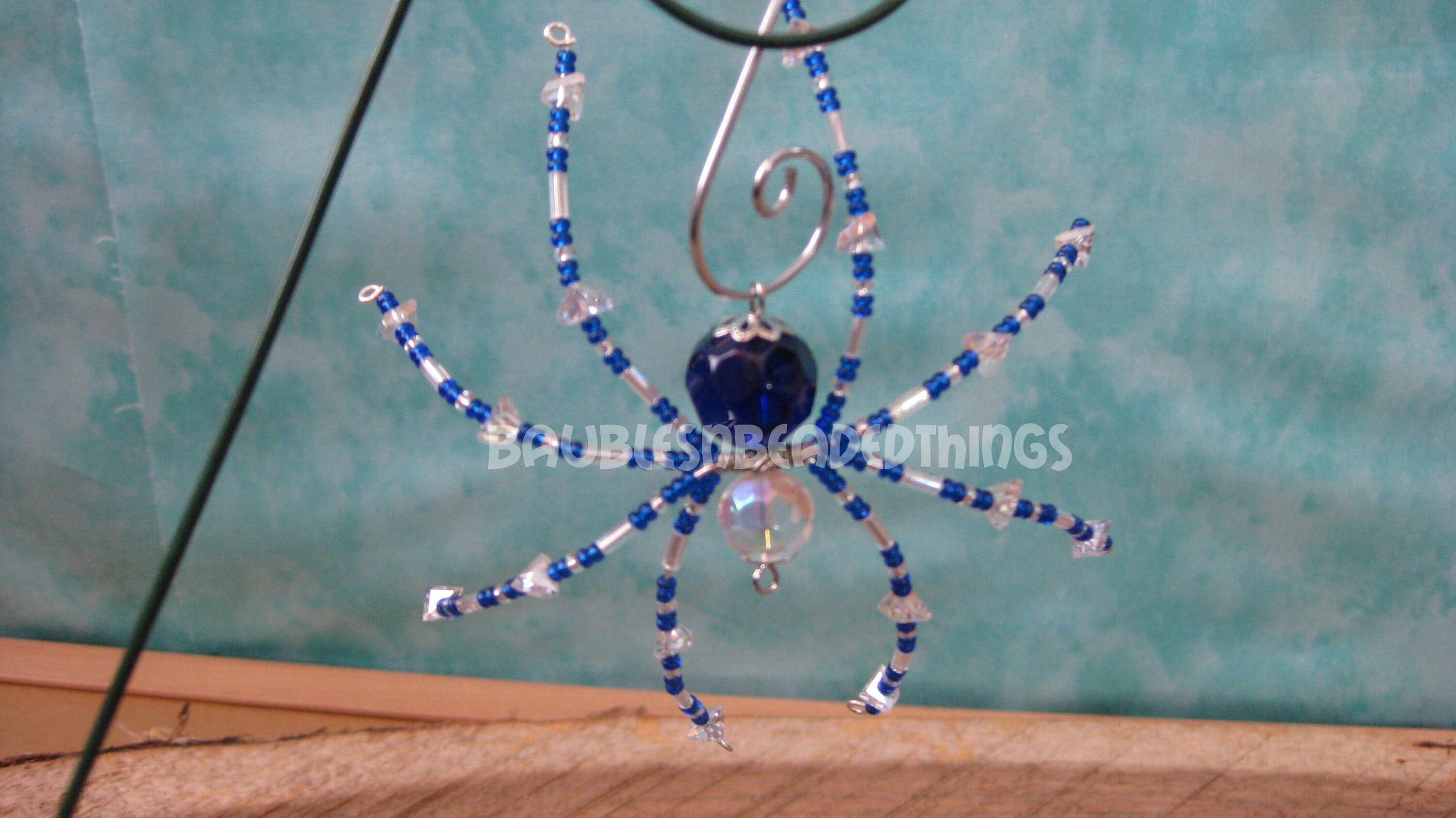 Crystal & Blue Beaded Christmas Spider - Etsy